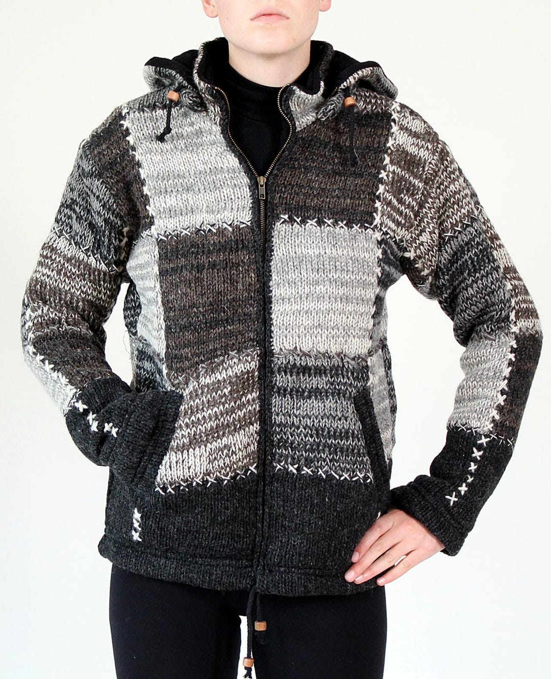 Patchwork Wool Jacket 100% Sheep's Wool 6 Sizes Handmade Nepal - Etsy UK