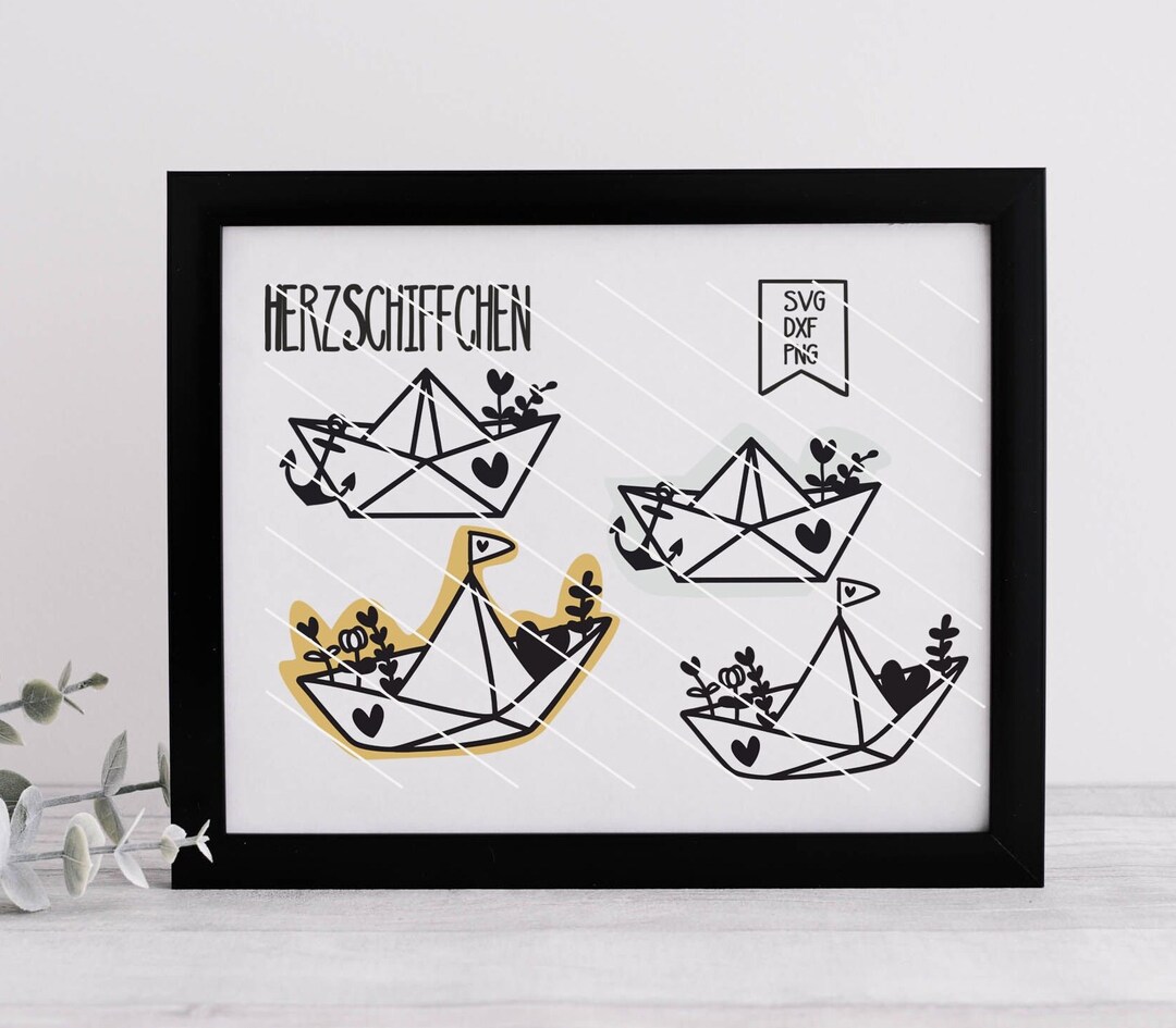 Heart Boat Full of Love Plotter File Plotter Template Set in PNG, SVG ...