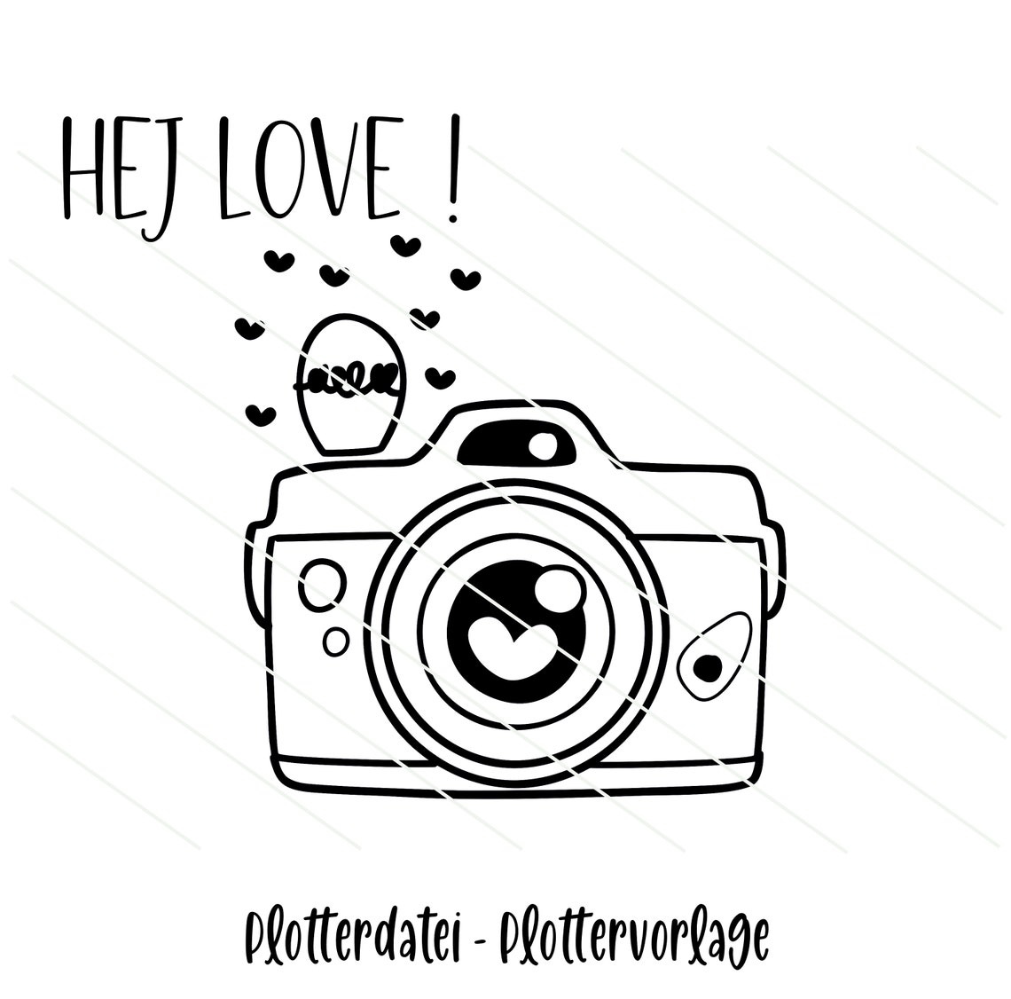 Hej Love Plotter File Plotter Template With Camera and Hearts Warmly ...