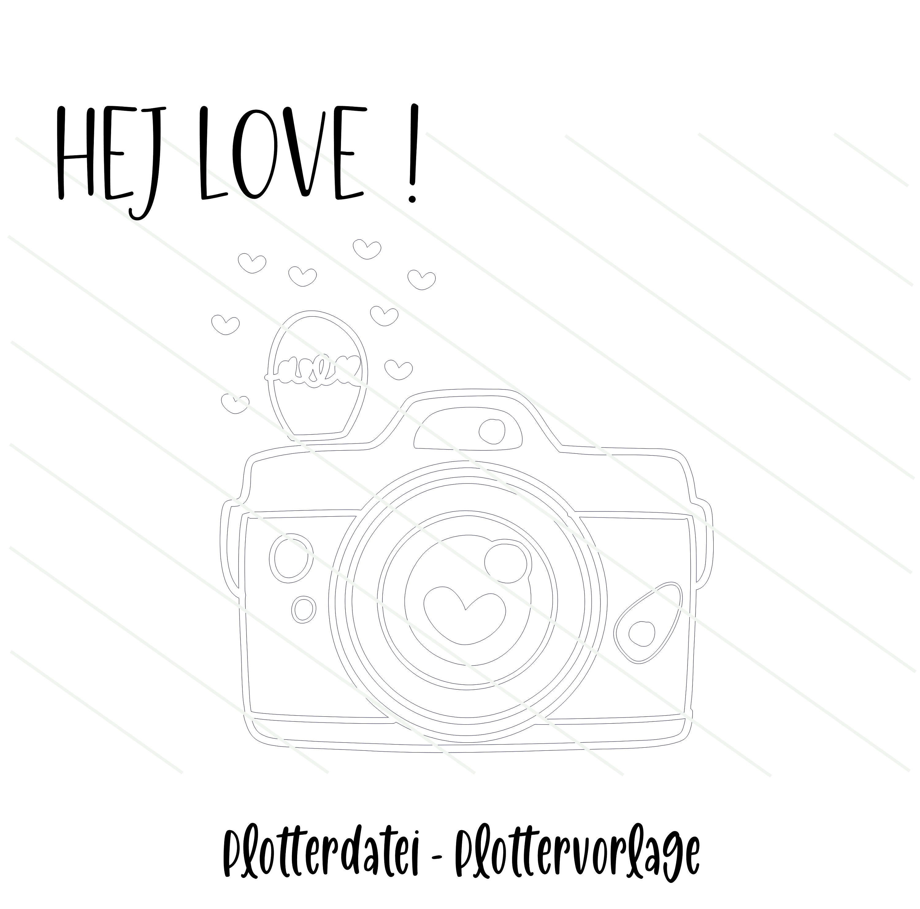 Hej Love Plotter File Plotter Template With Camera and Hearts Warmly ...