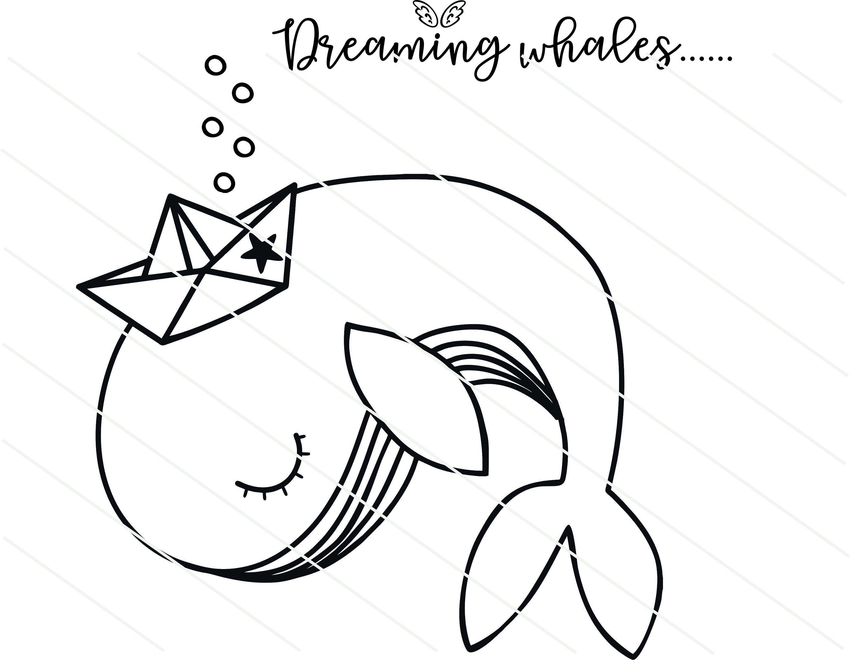 Dreaming whales Plotterdatei Plottervorlage mit Walfisch " Schneidedatei Meer DIY svg png dxf ...