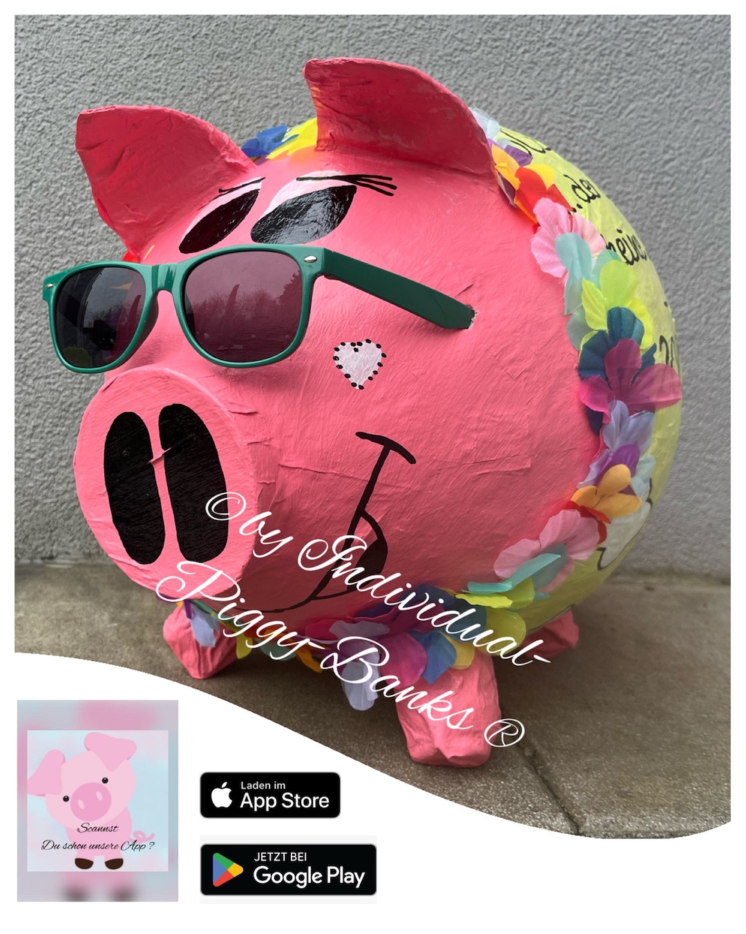 Piggy Bank XXL Hippy Sau Hawaii Pig Retro Look HULA Money Gift Birthday ...