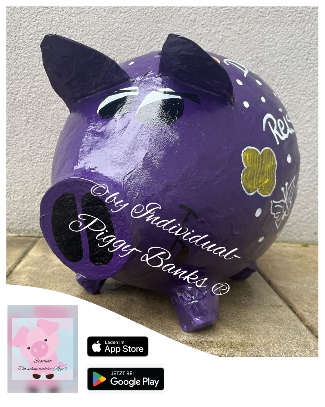 Piggy Bank XXL Curse Pig Travel Fund Money Gift Birthday Card Box ...