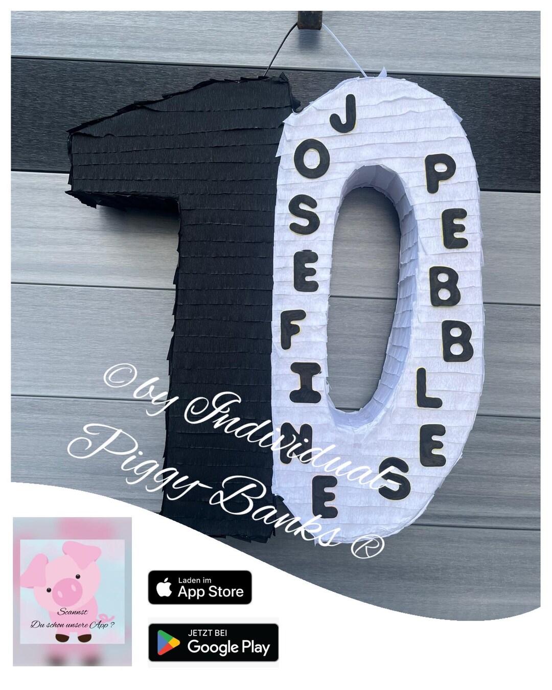 Pinata Number 10 in Black and White Birthday Gift Gift Idea Filling Box ...