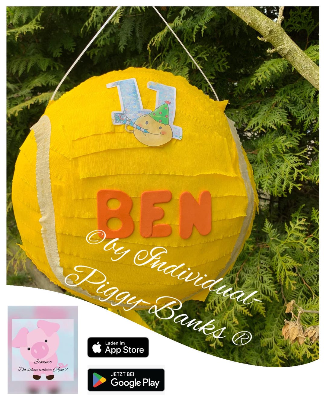 Pinata Tennis Ball XXL Pull Pinata Birthday Punch Pinata U: 85 Cm Tall ...