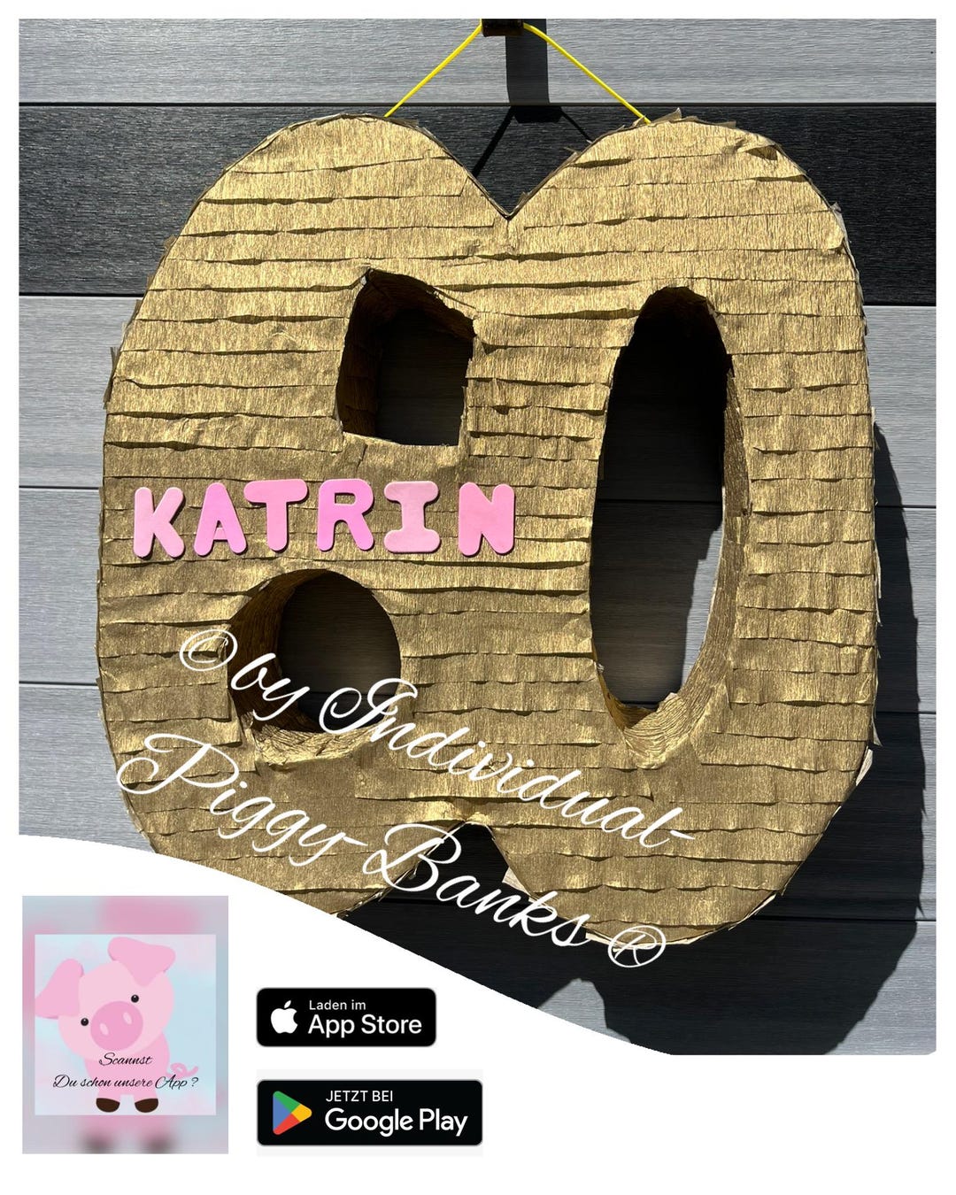 Gold Number 60 Piñata, a Smashing Piñata Gift for a Birthday, a Money ...