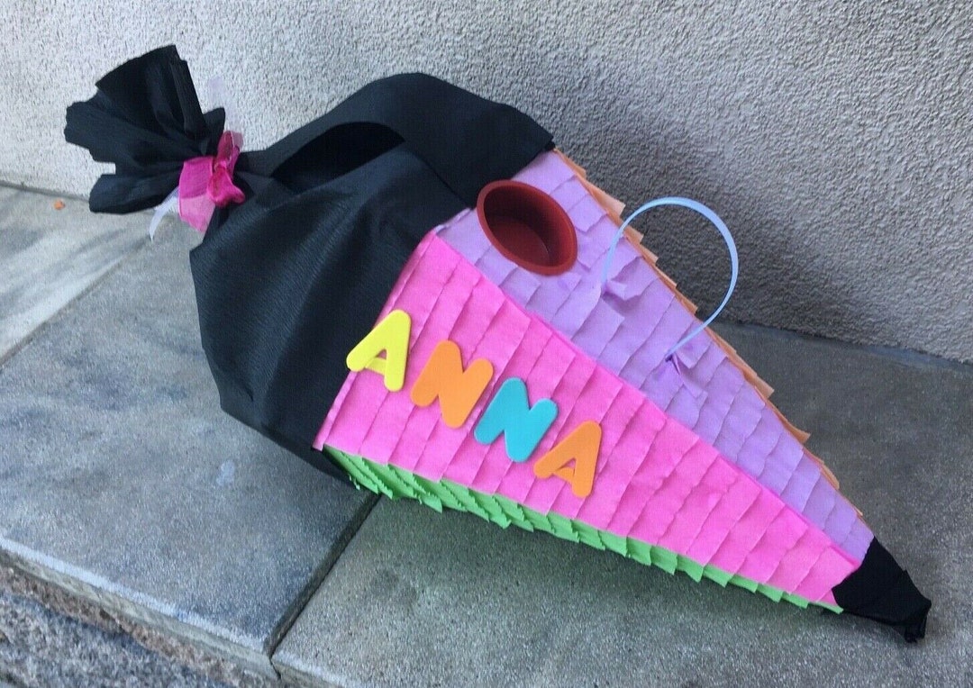 Piñata School Cone Gift for Starting School Sugar Bag Pastel Tones ...