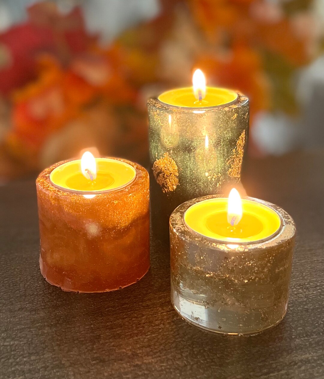Resin Tea-light Candle Holder, Fall Decoration Set of 3 - Etsy