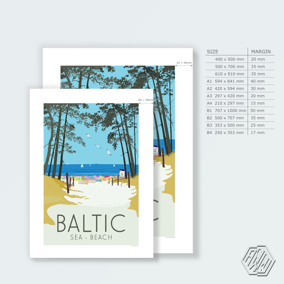 Baltic Sea Beach Baltic Poster Travel Baltic Tall - Etsy