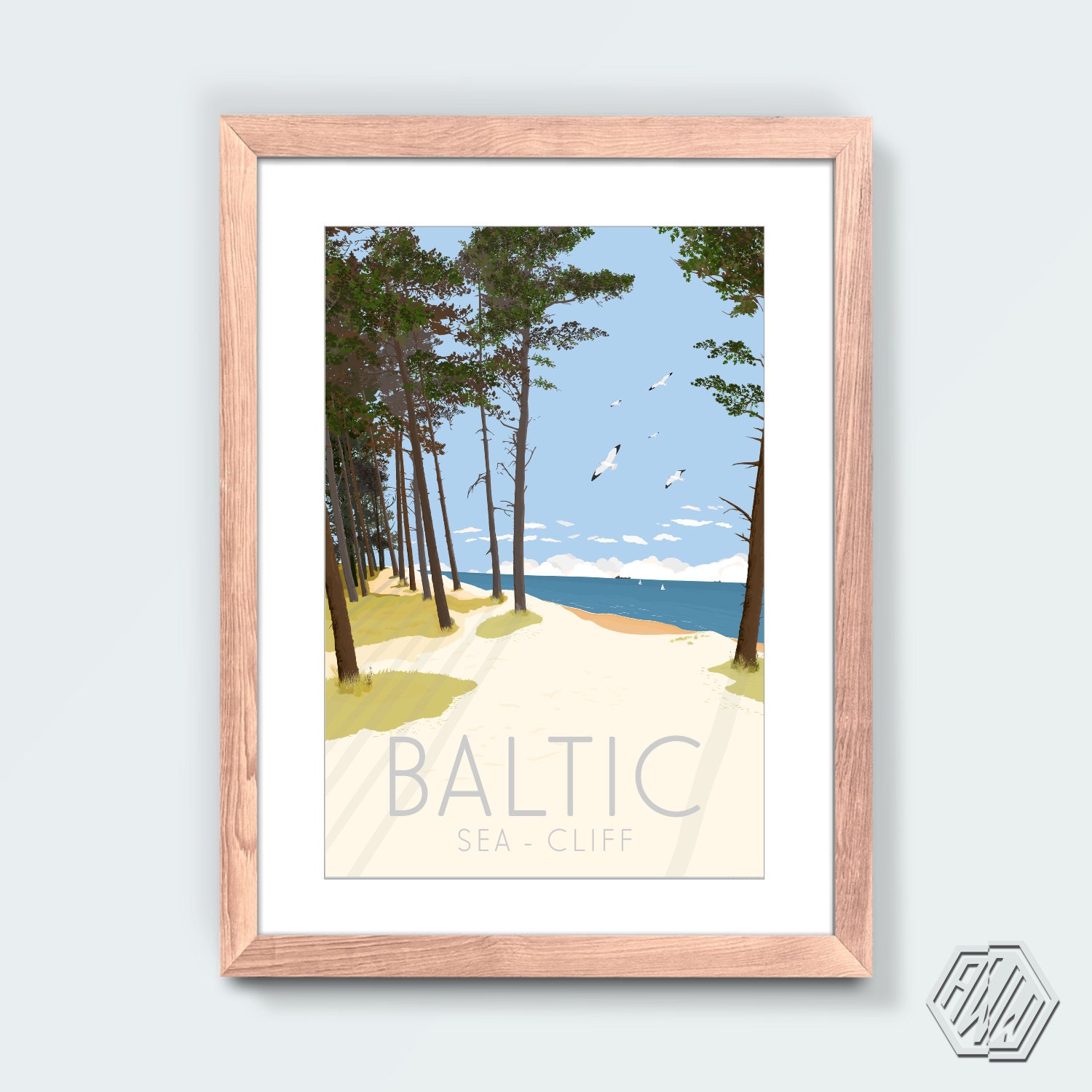 Baltic Sea Cliff Print Baltic Poster Travel, Baltic, Cliff, Decoration ...