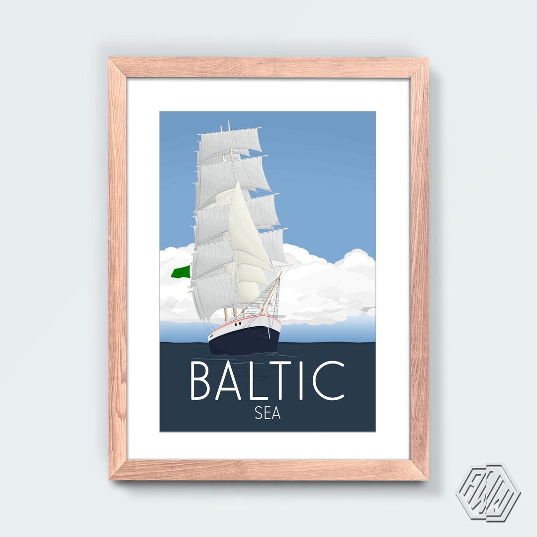 Baltic Sea Print Baltic Poster Travel, Baltic, Tall Ship, Decoration ...