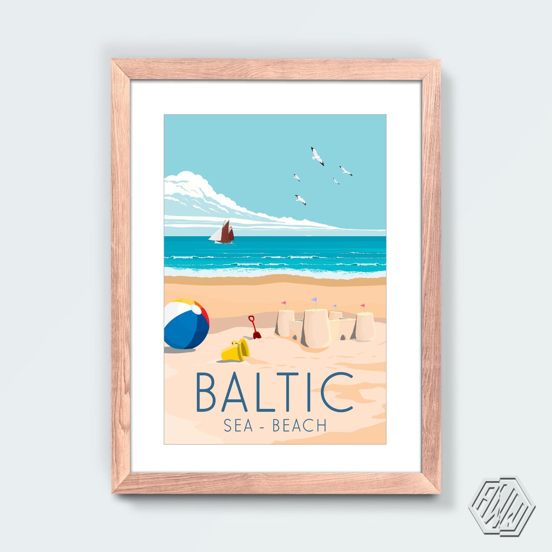 Baltic Sea Beach Print Baltic Poster Travel, Baltic, Tall Ship ...