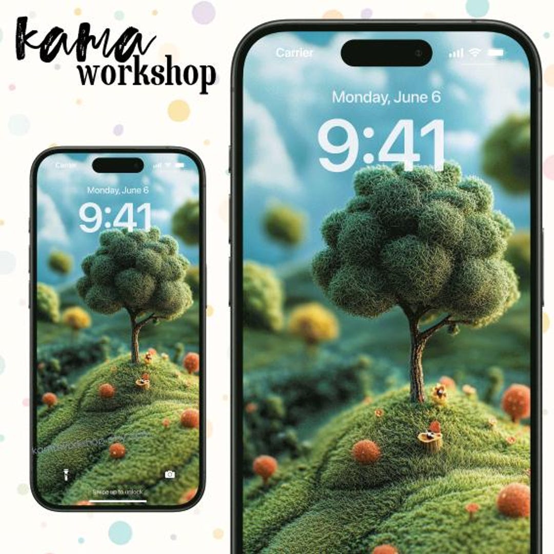 Whimsical Felted Tree iPhone Wallpaper – Fantasy Nature-inspired ...