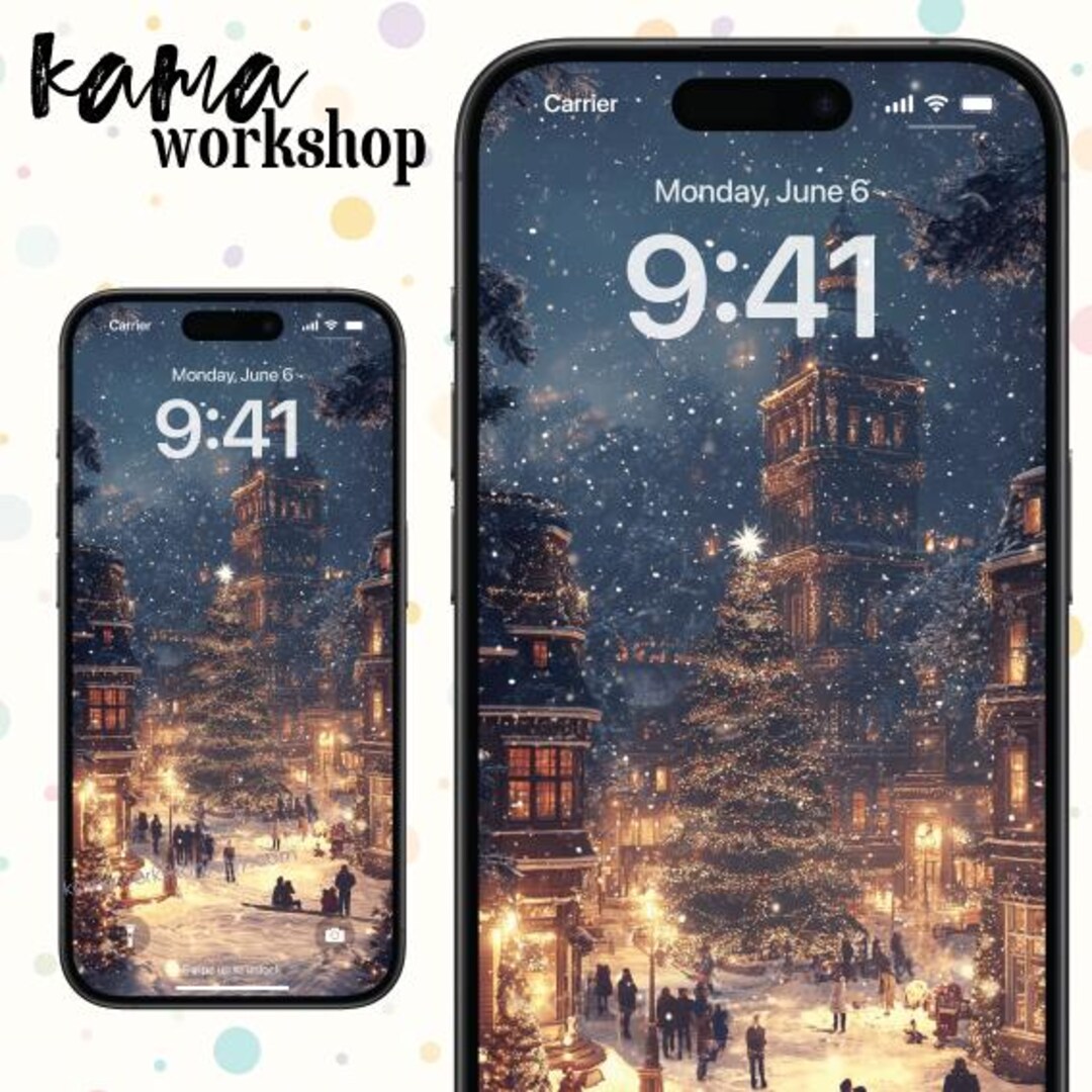 Festive Winter Town iPhone Wallpaper Magical Christmas Celebration ...