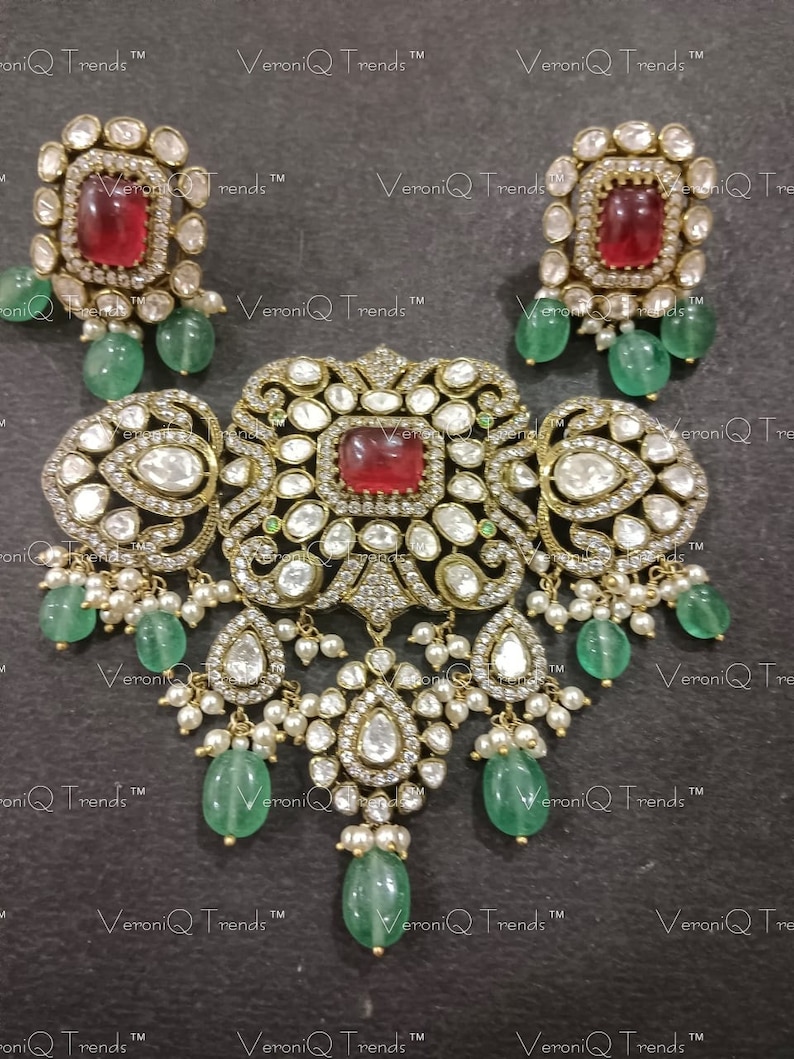 Veroniq Trends-92.5 Silver Moissanite Polki-diamond-victorian - Etsy