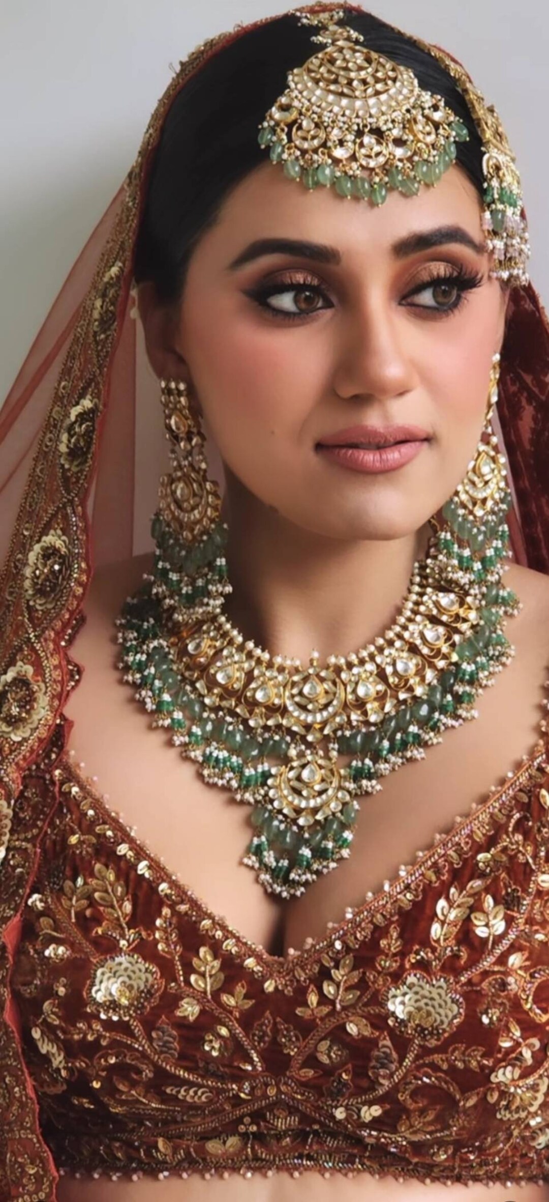 Veroniq Trends-bridal Necklace in Handmade Pachi Kundan-green Beads ...