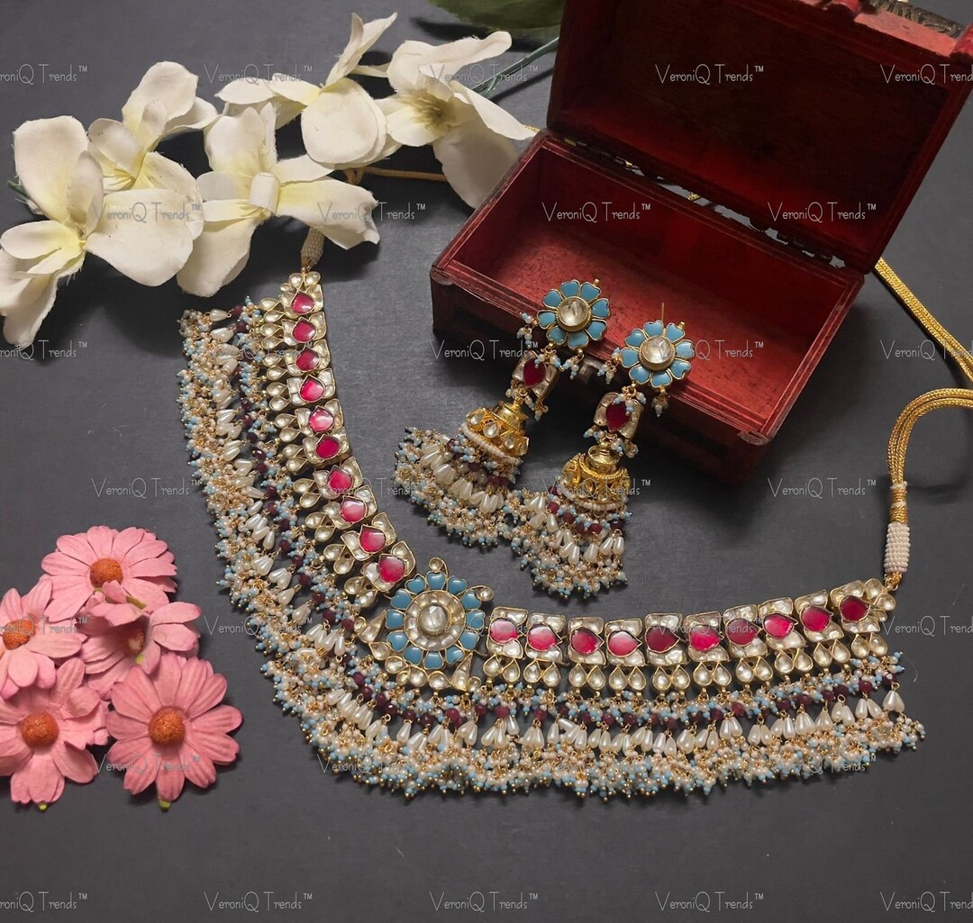 Veroniq Trends-punjabi Style Bridal Necklace in Turquoise Stones-pearls ...