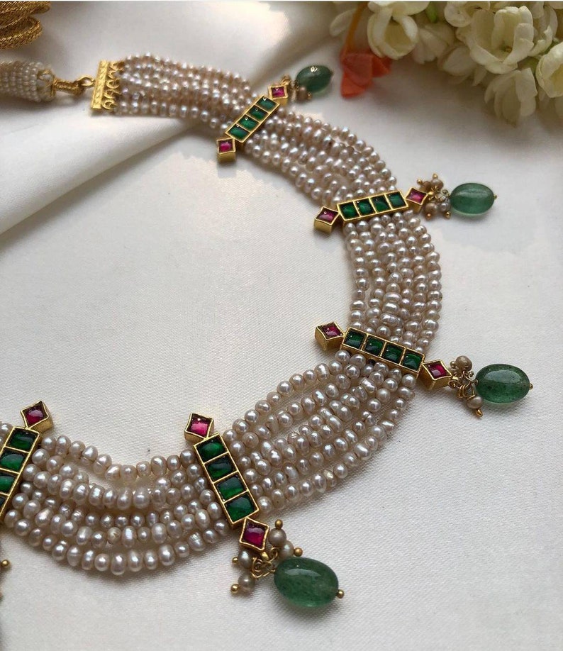 Veroniq Trends-multistrand Fresh Water Pearls-in Handmade Kundan ...