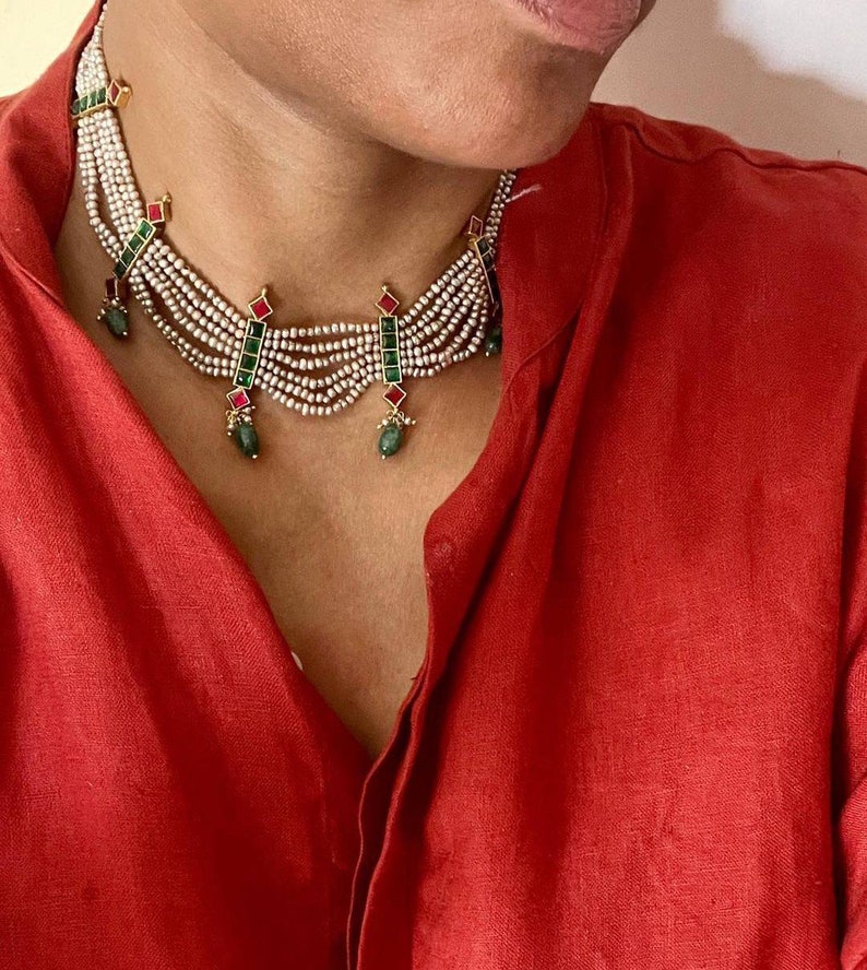 Veroniq Trends-multistrand Fresh Water Pearls-in Handmade Kundan ...