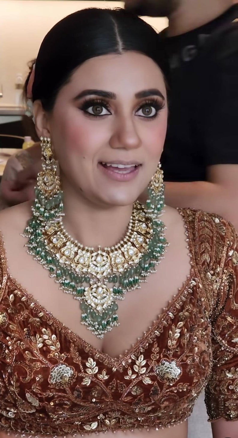 Veroniq Trends-bridal Necklace in Handmade Pachi Kundan-green Beads ...