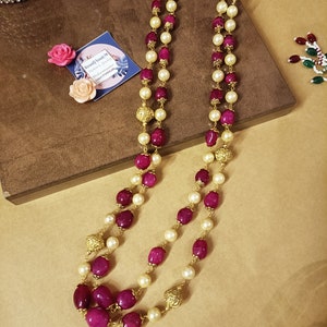 Veroniq Trends-multistrand Ruby Jade Necklace With Pearls-beaded Jewelry-wedding-usa-uk-canada ...