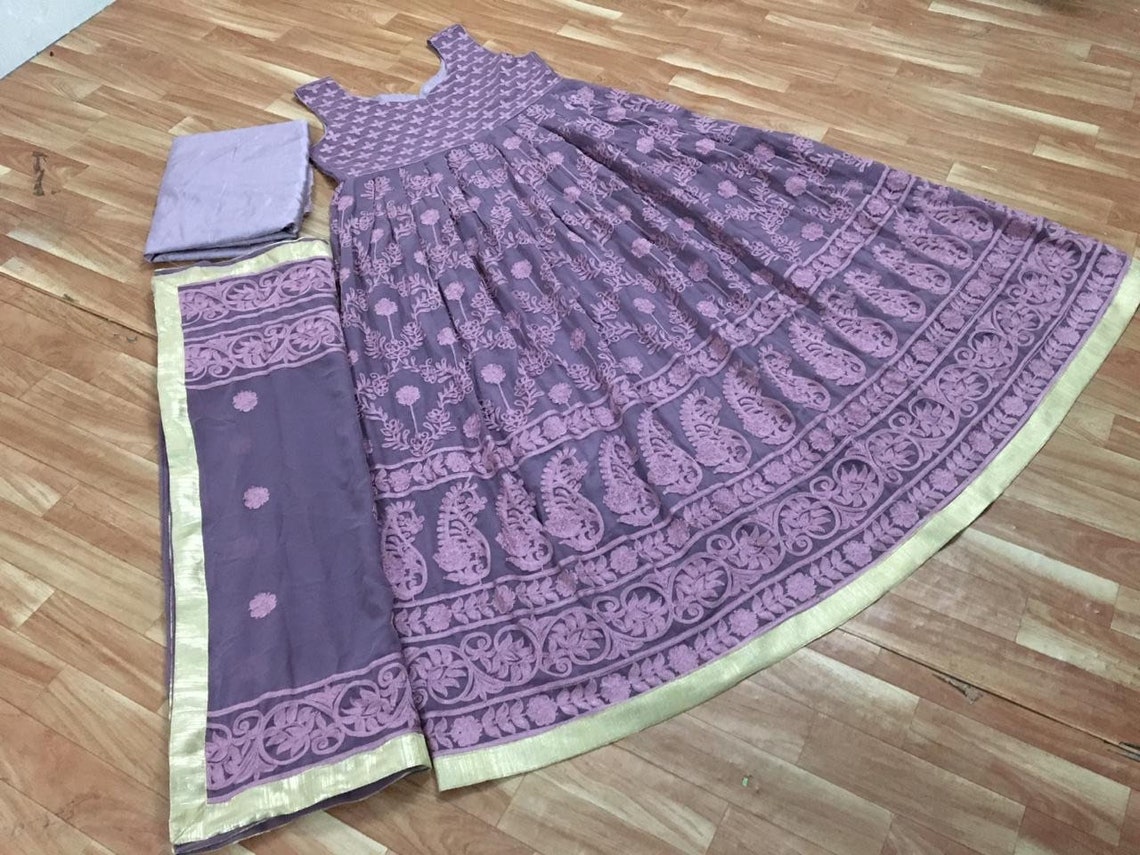 Veroniq Trends-designer Anarkali in Lilac Color With Embroidery ...
