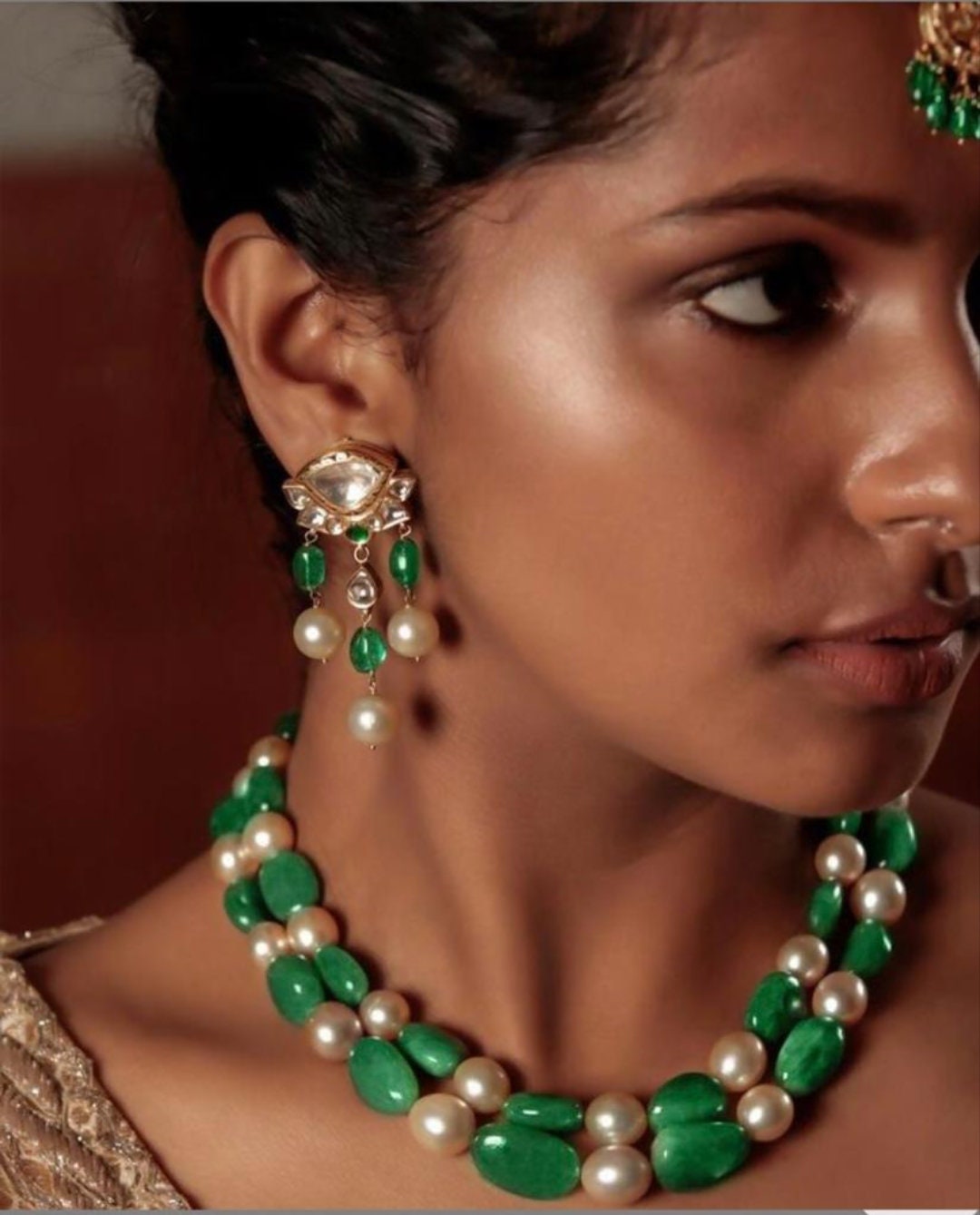 Veroniq Trends-multistrand Green Quartz Necklace With Pearls-beaded ...