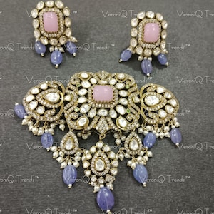 Veroniq Trends-92.5 Silver Moissanite Polki-diamond-victorian Choker ...