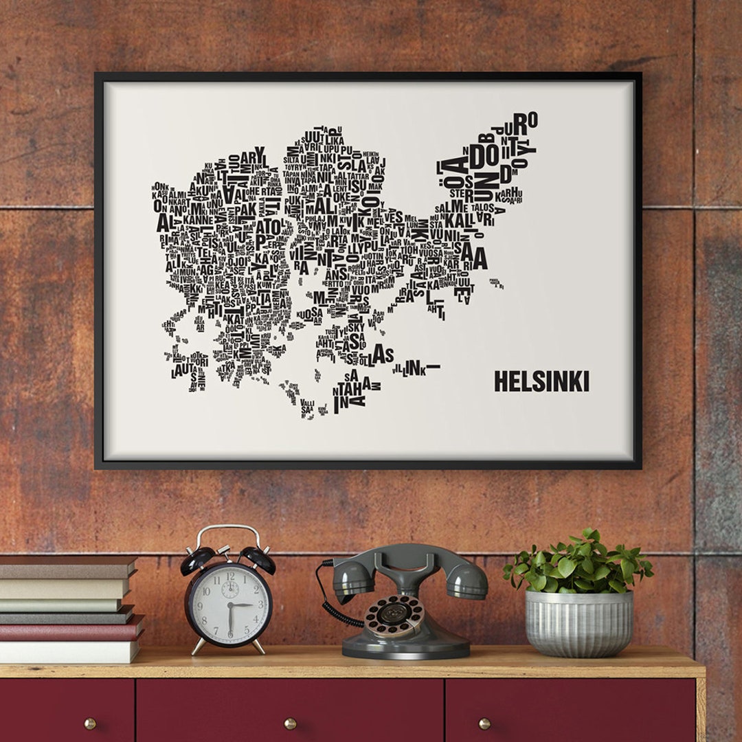 HELSINKI Finland Letter Location Screen Printing Poster Typography ...