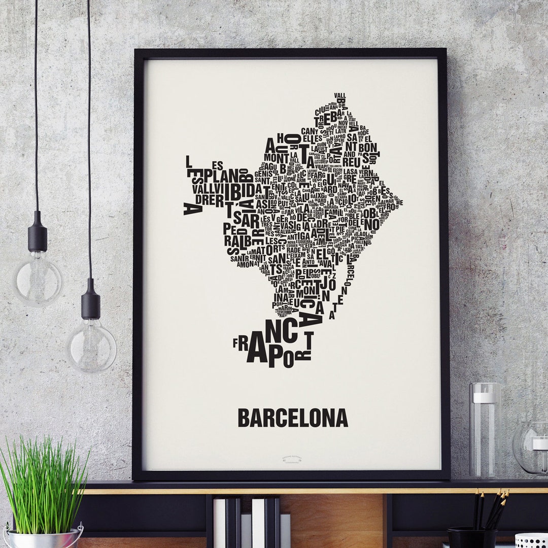 BARCELONA Letter Location Screen Printing Poster Typography, Typo City ...