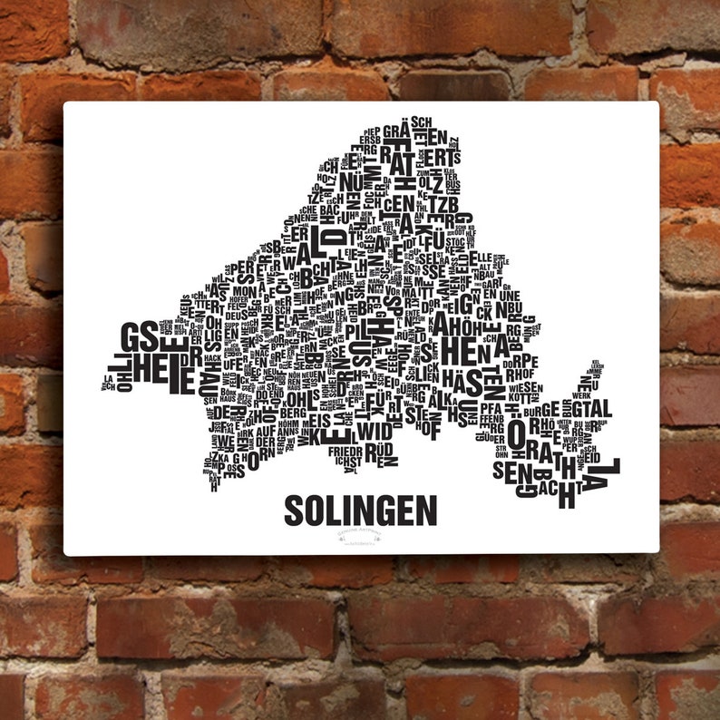 SOLINGEN Letter Location Screen Printing Poster Typography, Typo City ...