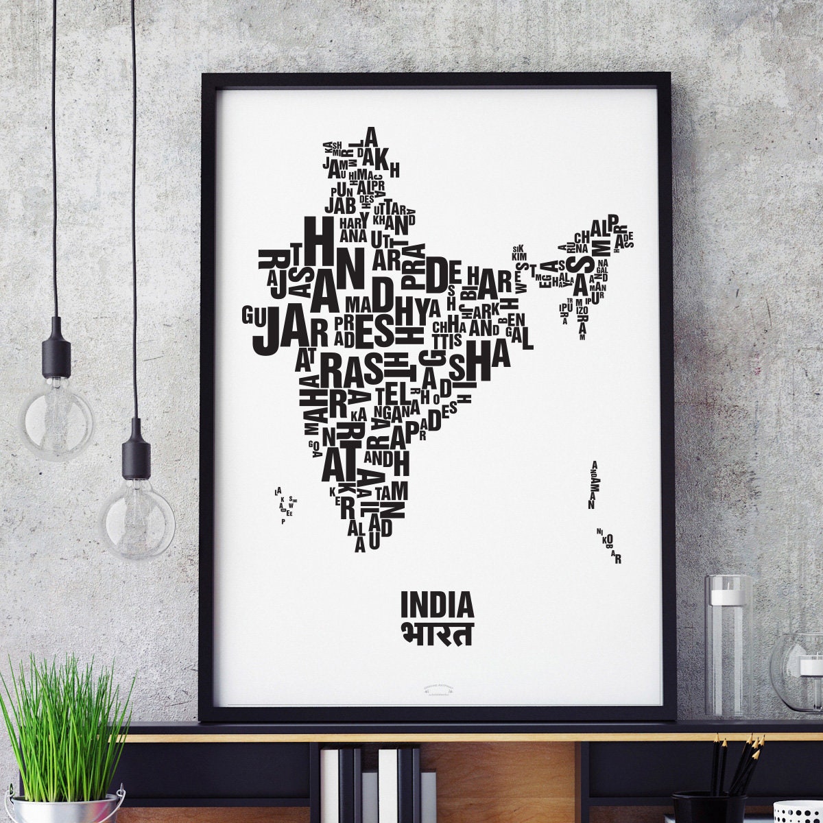 INDIA INDIA Letter Location Screen Print Poster Typography, Typo City ...