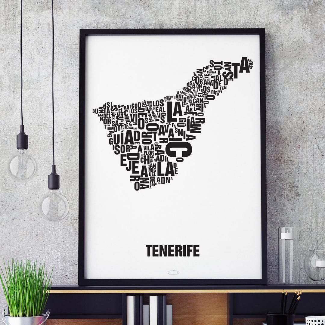 TENERIFE TENERIFE Letter Location Screen Print Poster Typography, Typo ...