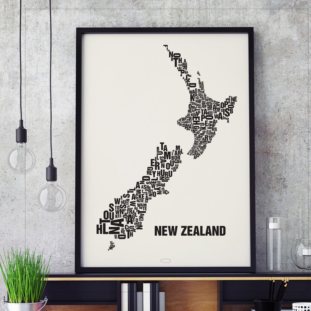 NEW ZEALAND New Zealand Letter Location Screen Printing Poster ...