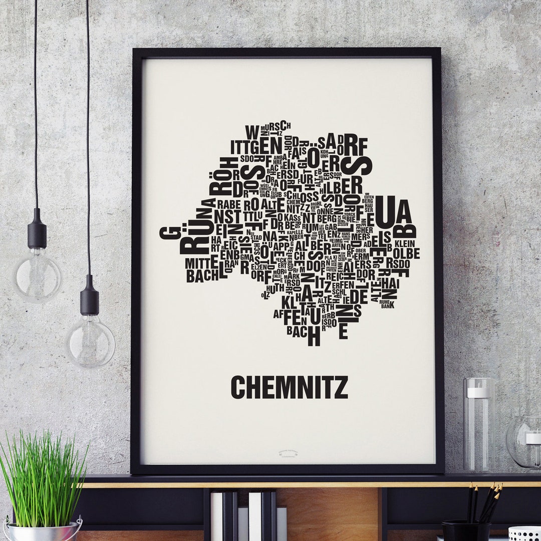 CHEMNITZ Letter Location Screen Printing Poster Typography, Typo City ...