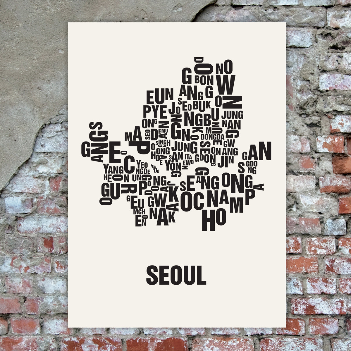 SEOUL Korea Letter Location Screen Printing Poster Typography, Typo ...