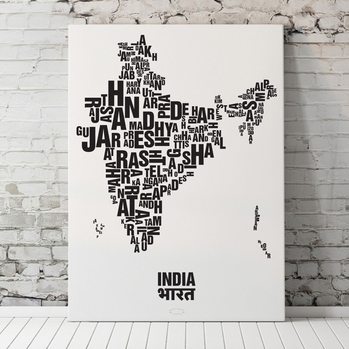 INDIA INDIA Letter Location Screen Print Poster Typography, Typo City ...