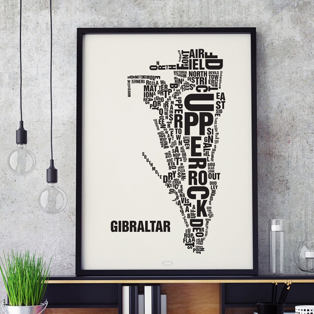 GIBRALTAR Letter Location Screen Printing Poster Typography, Typo City ...