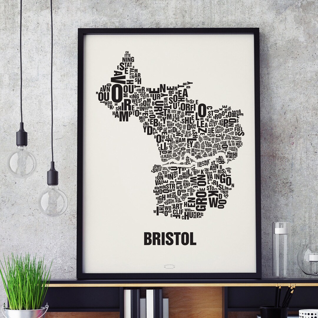 BRISTOL UK Letter Location Screen Printing Poster Typography, Typo City ...