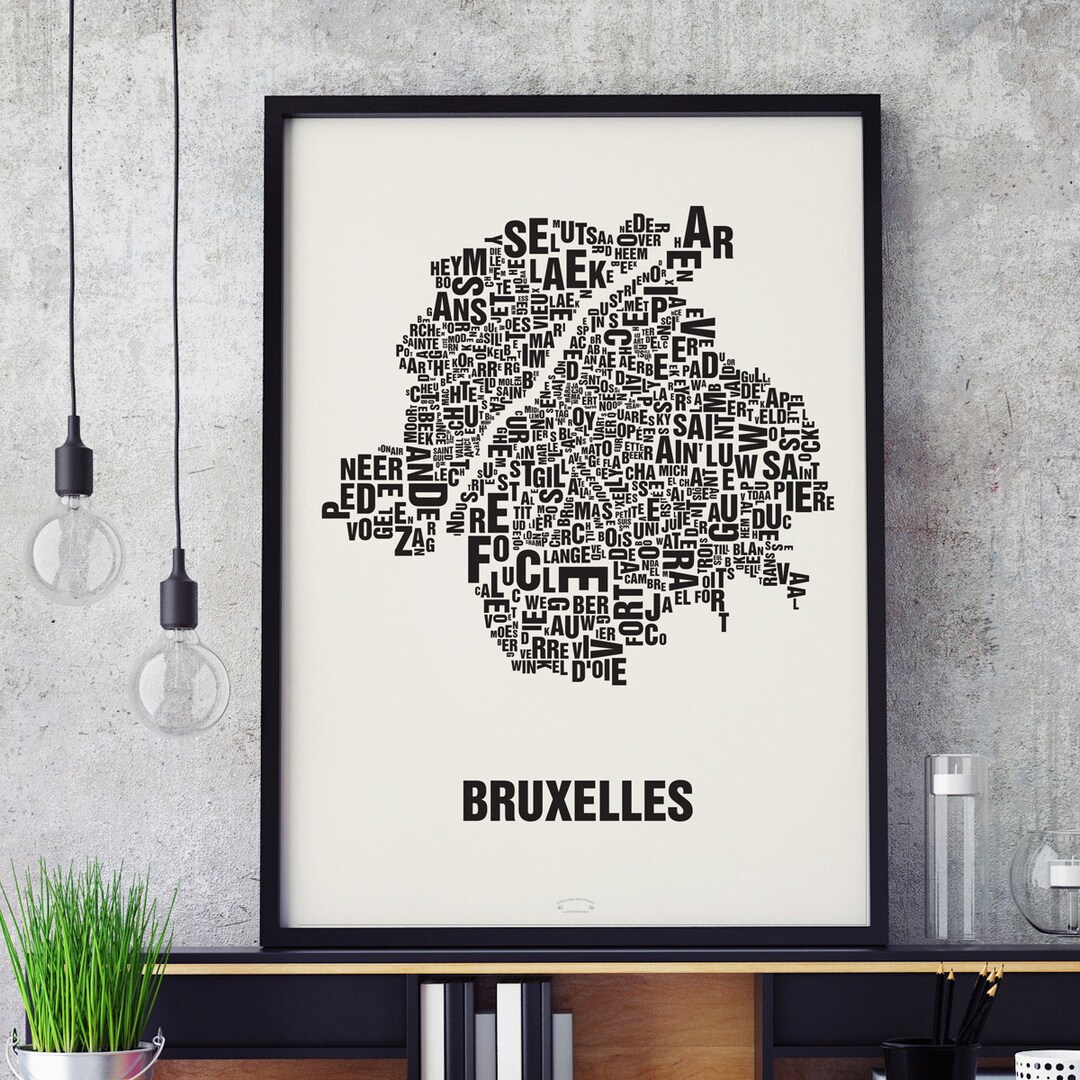 BRUSSELS Brussel Bruxelles Letter Location Screen Printing Poster ...