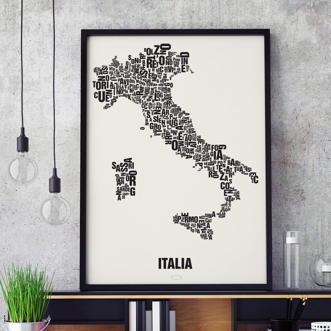 ITALIA ITALY Letter Place Screen Print Poster Typography, Typo City Map ...
