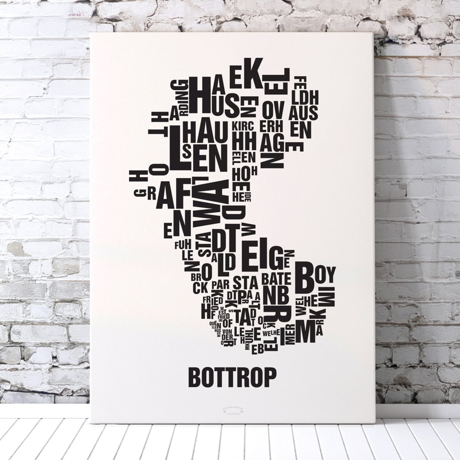 BOTTROP Letter Location Screen Printing Poster Typography, Typo City ...