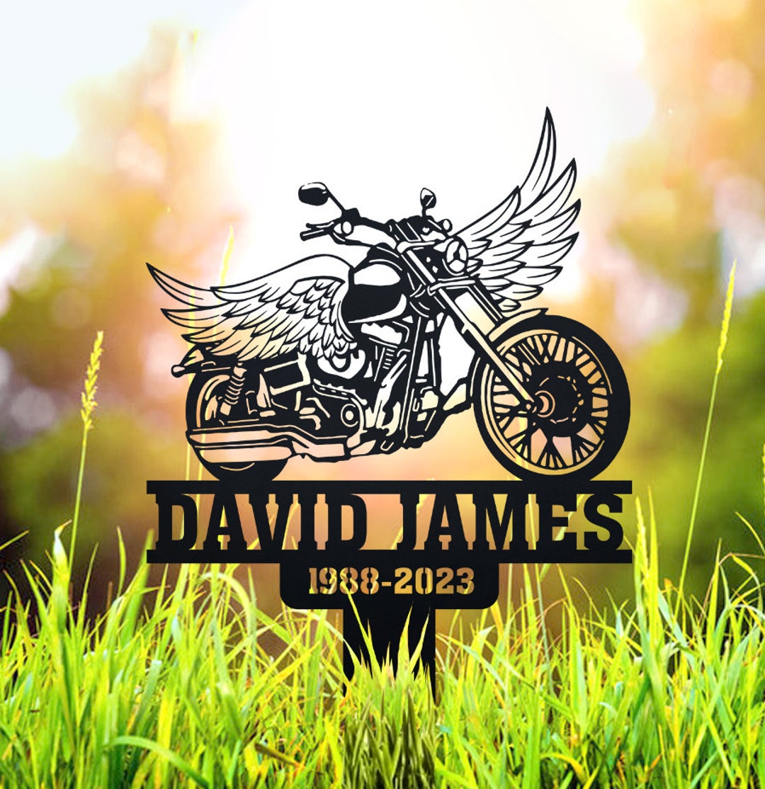Custom Motorcycle With Wings, Motorcycle Memorial Stake, Remembrance ...