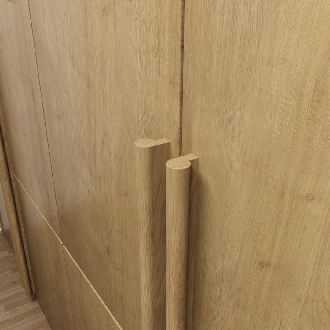 Solid Oak Wooden Handle Cabinet Pull Drawer Handle Minimalist ...