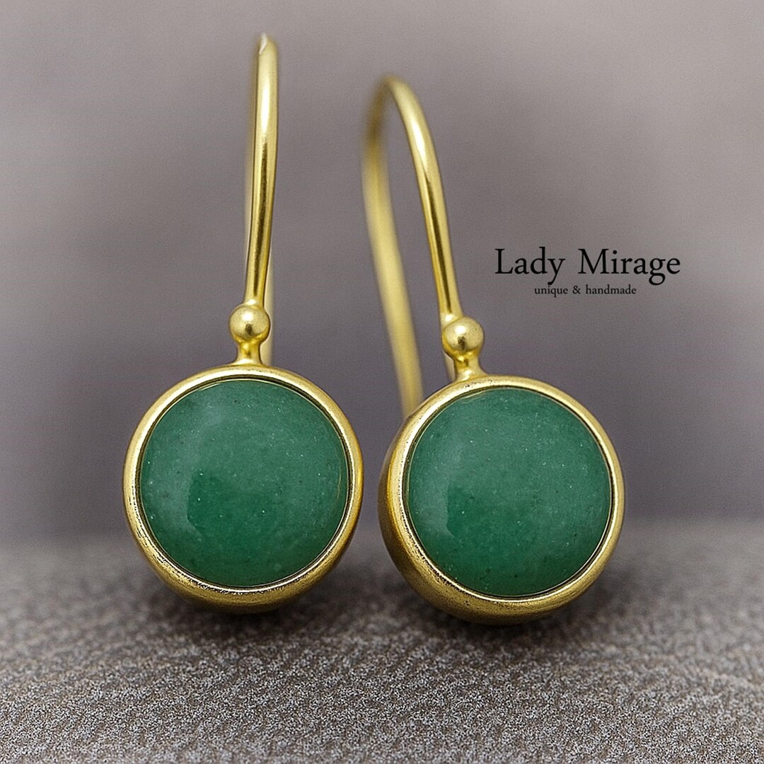 Real Jade Earrings Gold 925 Sterling Silver | Handmade Gemstone Jewelry ...