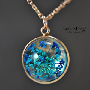 Real Blue Flowers Necklace -rose Gold- - Etsy