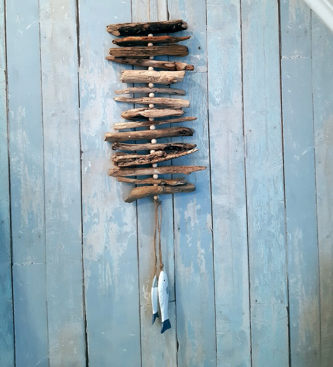 Driftwood Chain / Wind Chime / Garland Made of Driftwood, Wooden Beads ...