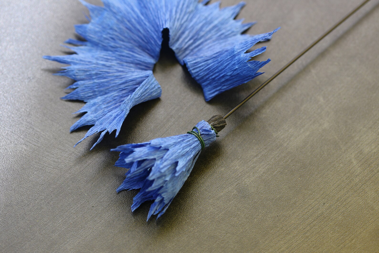 Bouquet of Handmade Cornflowers From Crepe Paper & Grasses / - Etsy