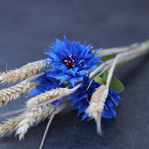 Bouquet of Handmade Cornflowers From Crepe Paper & Grasses / Durable ...