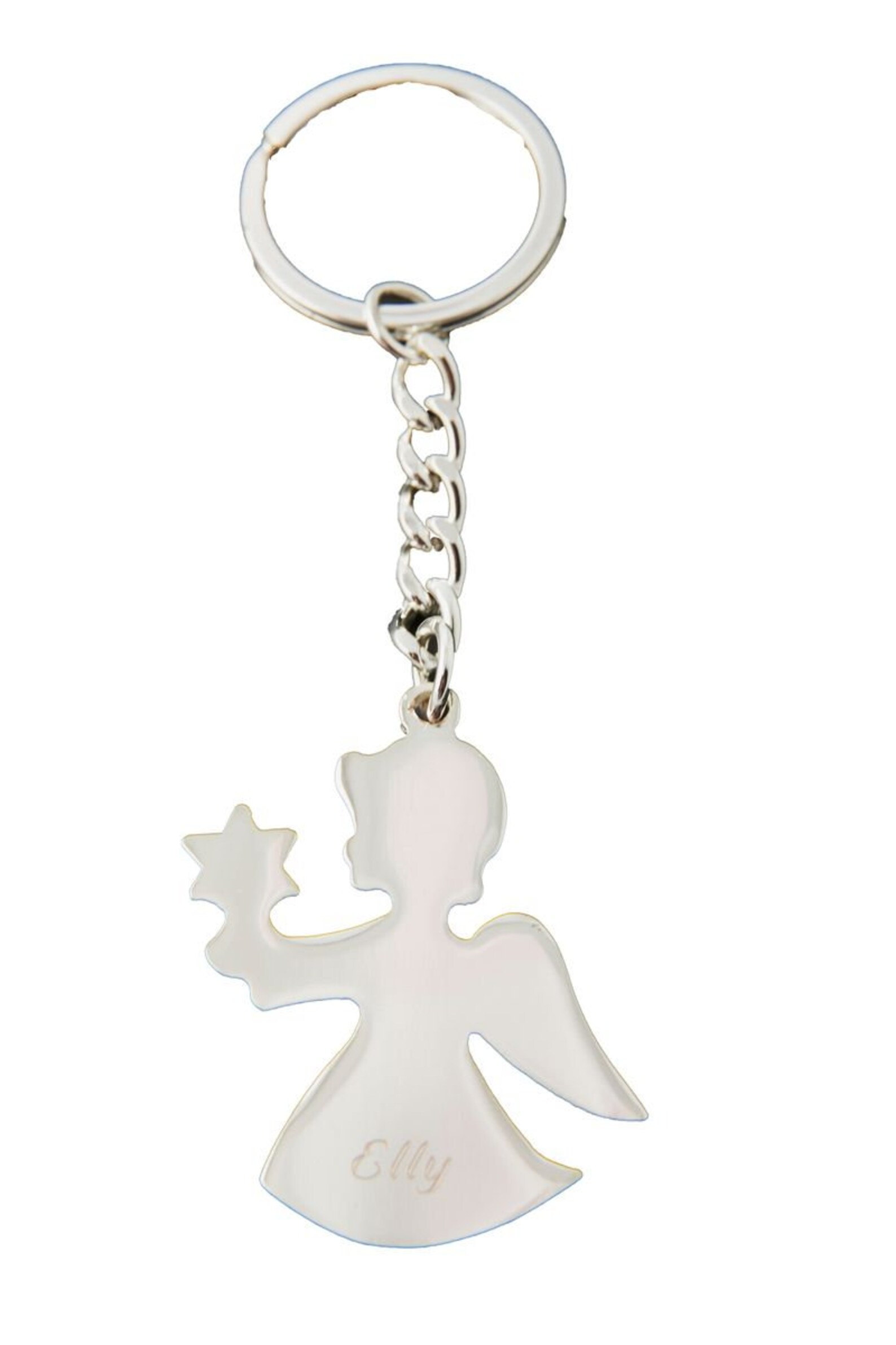 Keychain Guardian Angel Angel Stainless Steel Silver Plated | Etsy